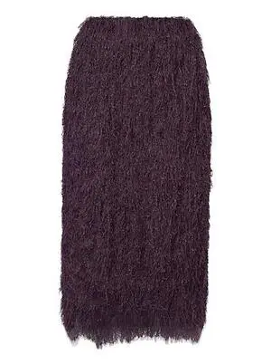 Dries Van Noten Fringed Midi Skirt Dark Purple