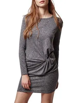 Topshop Knot Front Body-con Mini Dress - Grey