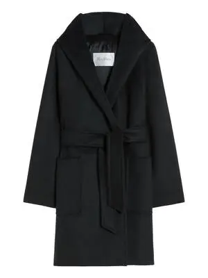 Max Mara Hooded Camel Hair Robe Coat - Black