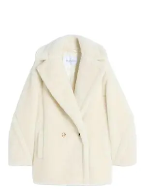 Max Mara Short Teddy Bear Icon Coat In Alpaca And Wool - White