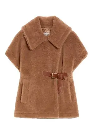 Max Mara Teddy Fabric Belted Cape - Camel