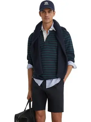 REISS Cantwell Short Cotton-blend Side-adjuster Shorts - Navy