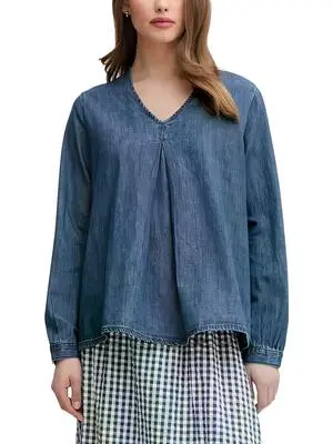 BENETTON V-neck Long-sleeve Top - Blue