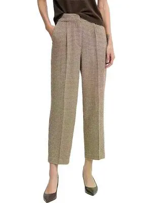 BENETTON Pleated Houndstooth Trousers - Neutrals
