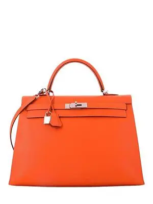 Hermès Kelly 35 Handbag With Palladium Hardware Feu