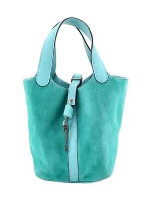 Hermès Pm Picotin Lock Bag Doblis Suede And Swift - Blue