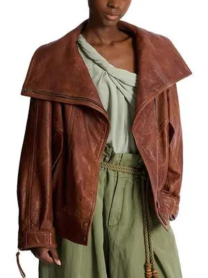 Balmain Lambskin Bomber Jacket - Brown
