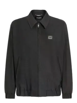 Dolce & Gabbana Woolen Jacket With Logo Tag - Blue