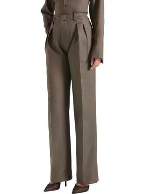MANIÈRE DE VOIR Houndstooth Twin Pleat Wide Leg Trousers