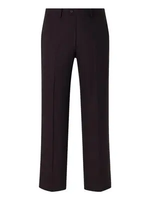 KAPTAIN SUNSHINE Straight-leg Wool-poplin Trousers - Brown