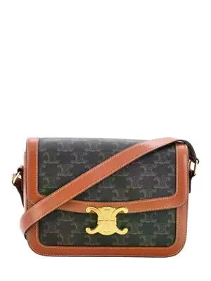 Celine Triomphe Coated Canvas Medium Shoulder Bag - Brown