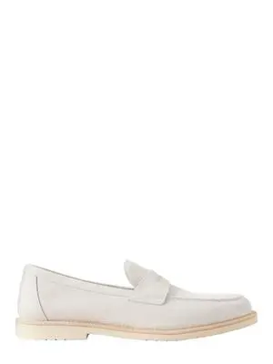 Brunello Cucinelli Suede Penny Loafers - Gray