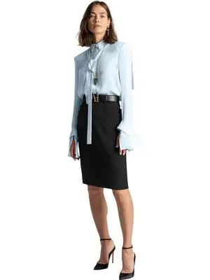 Aiste Hong Draped Hip Pencil Skirt - Black