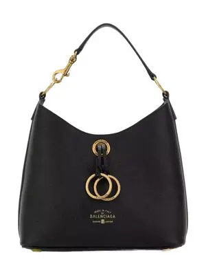Balenciaga Small Carrie Hobo Leather Tote Bag Black