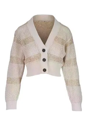 Brunello Cucinelli Cropped Striped Cardigan - Neutrals