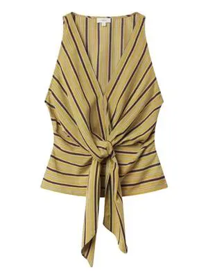 A.L.C. Elle Striped Front-knot Top - Yellow