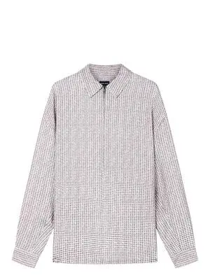 Giorgio Armani Printed Viscose Crépon Shirt With Zip - Beige