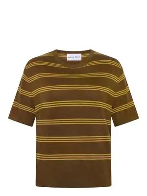 EMERSON RENALDI Striped Short-sleeved Top - Brown