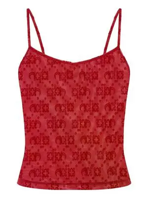 MARINE SERRE Marine Serre Moonogram Mesh Straps Top Red
