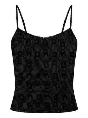 MARINE SERRE Moonogram Mesh Strappy Top - Black