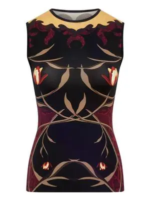 MARINE SERRE Printed Sleeveless Top - Black