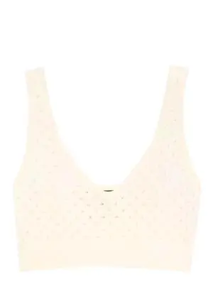 Plan C V-neck Sleeveless Top - Neutrals