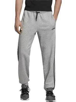 Adidas Stripes Essentials Fleece Track Pants - Grey