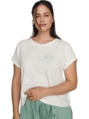 Maeve Cotton Boxy Tee With Rolled Sleeves - Ivory