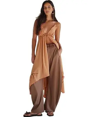 Free People Harlow Embellished Maxi Top - Peach