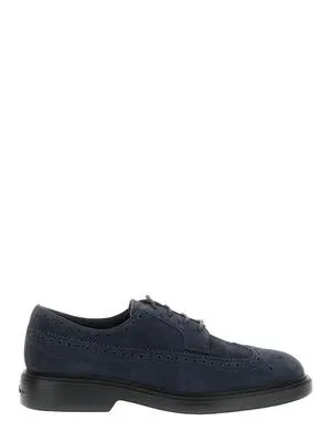 Hogan H704 Perforated Derby Shoes - Blu