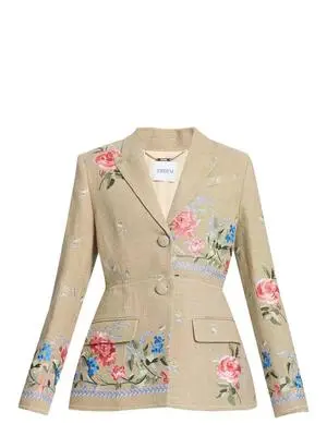 Erdem Floral Embroidered Single-breasted Blazer - Neutrals