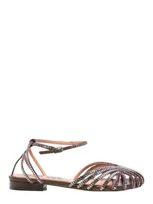 BIBI LOU Embellished Strap Flat Sandals - Silver