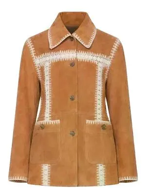 Sea Irena Suede Jacket With Crochet Detailing - Brown