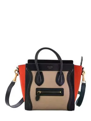 Celine Tricolor Leather Nano Luggage Bag - Black