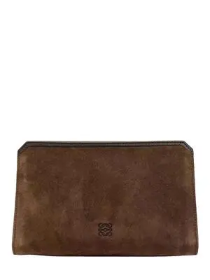 Loewe Anagram Suede Pouch - Brown