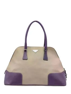 Prada Cinghiale Trimmed Canapa Dome Handbag - Purple