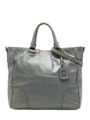 Prada Vitello Shine Satchel - Grey