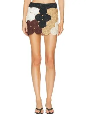 SIMONMILLER Raffia Mini Skirt - Earth Tone Combo