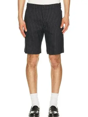KHALHON Linen Stripe Club Shorts - Navy