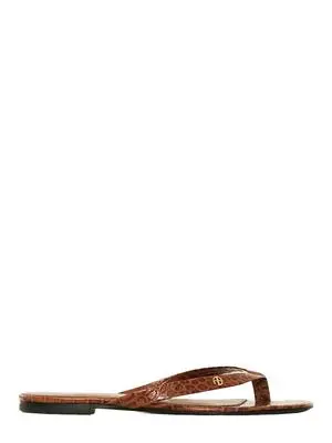 ANINE BING Noelle Croc-embossed Flat Sandals - Brown