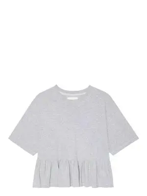 The Great. Ruffled Peplum T-shirt - Grey