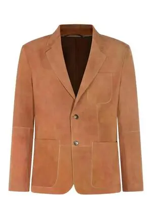 Canali Single-breasted Suede Jacket - Brown