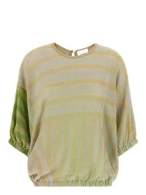 NUDE Striped Short Sleeve Sweater - Neutrals