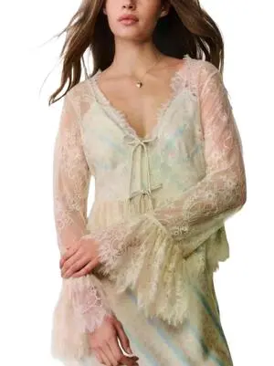 LoveShackFancy Floral-pattern Blouse - Neutrals