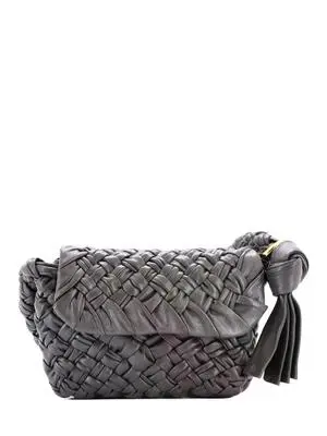 Bottega Veneta Kalimero Citta Intrecciato Plisse Leather Shoulder Bag - Grey