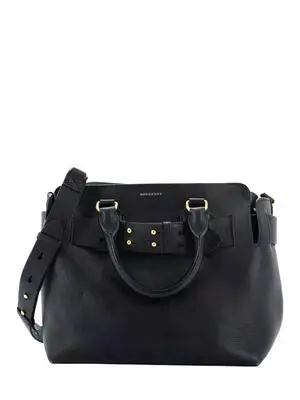 Burberry Leather Belted Medium Tote - Black
