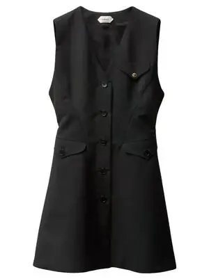 Versace Button V-neck Dress - Black