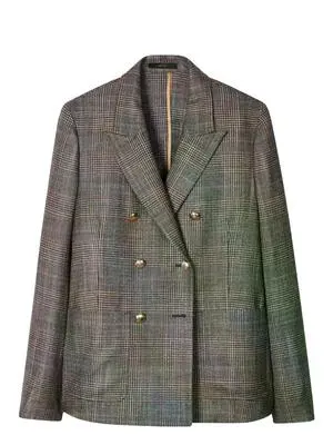Paul Smith Double-breasted Check Blazer - Grey
