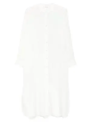 P.a.r.o.s.h Saxon Buttoned Midi Dress - Neutrals