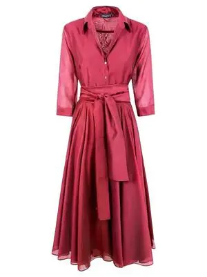 DRHOPE Tie-waist Shirt Dress - Red